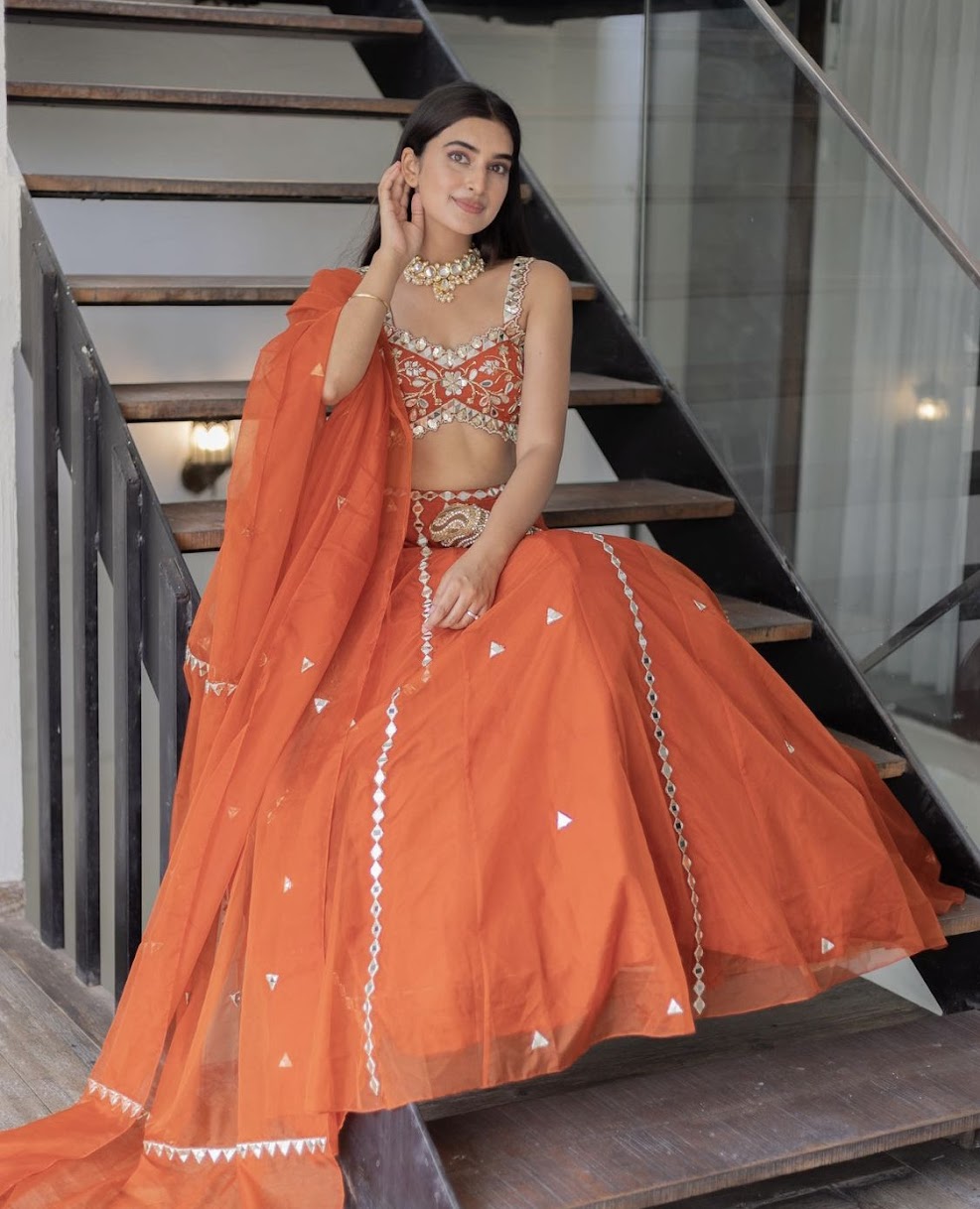 Bhavdeep Kaur in Mirror Work V-Hem Bustier With High Waist Mirror Line ...